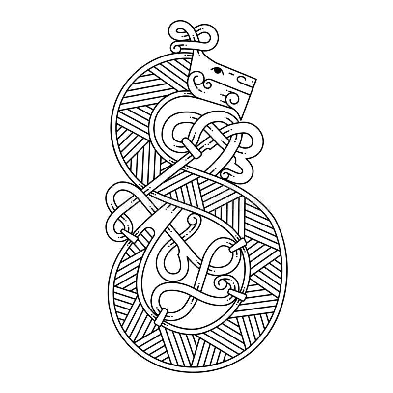 Monogram in the Celtic Style with a Wolf. Stock Vector - Illustration ...