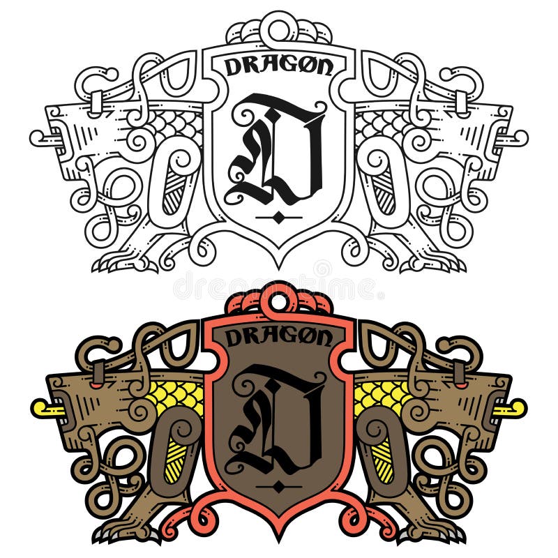 Monogram in the Celtic Style with a Wolf. Stock Vector - Illustration ...