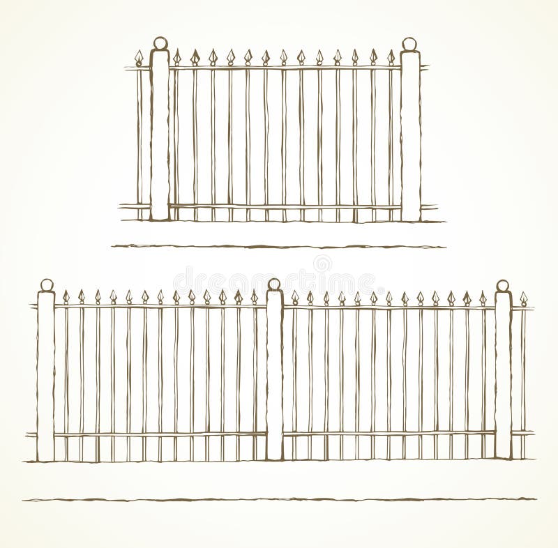 Fence. Vector drawing stock illustration. Illustration of black - 151452431