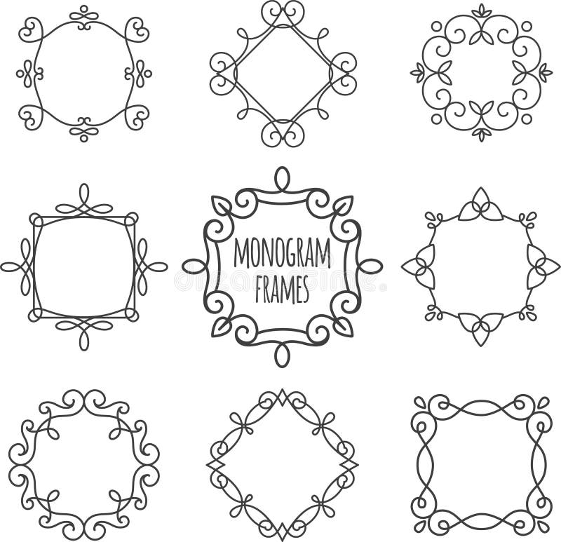 Monogram frames set stock vector. Illustration of elegant - 53030118