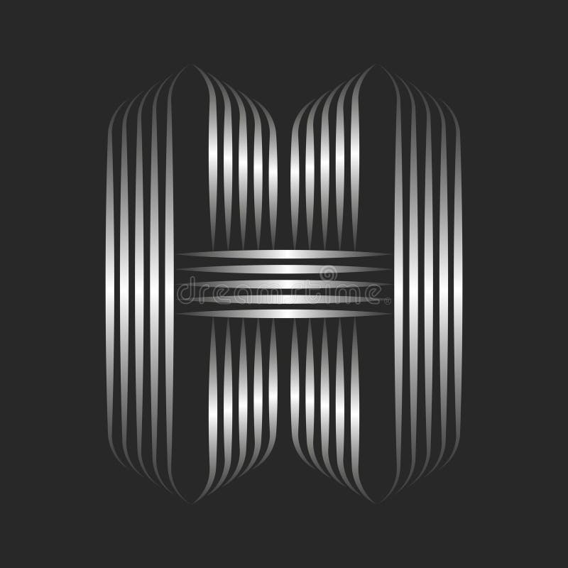 Monogram H Letter Initial Logo Linear 3d Effect, Silver Gradient ...