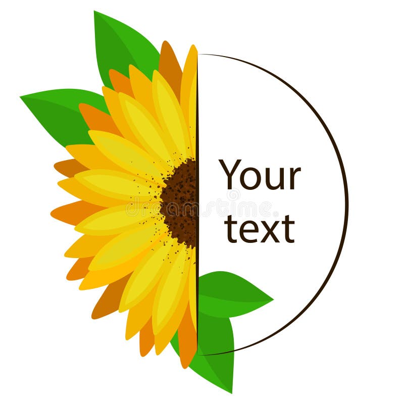 Monogram of Half Sunflower Flower and Empty Text Frame Stock Vector ...