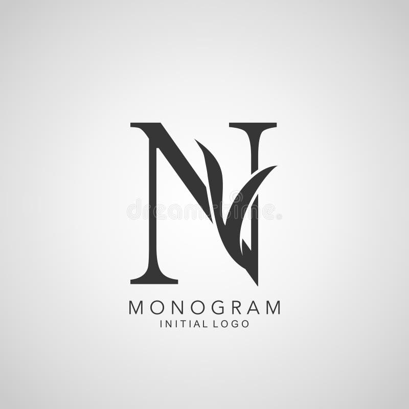 Monogram Initial Logo Letter N. Simple Vector Design Concept Abstract ...