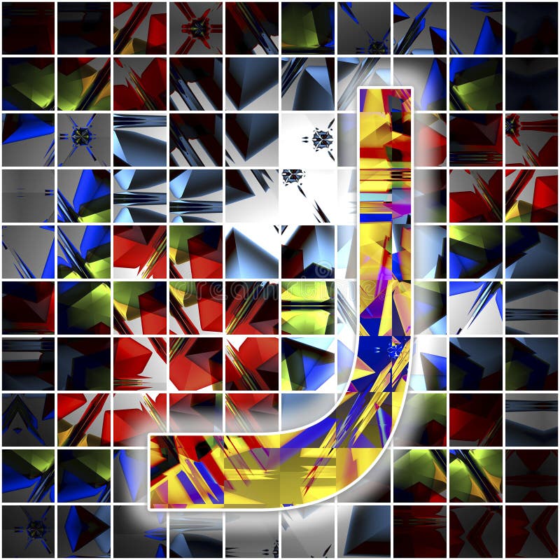 Monogram J with Kaleidoscope Pattern Stock Illustration - Illustration ...