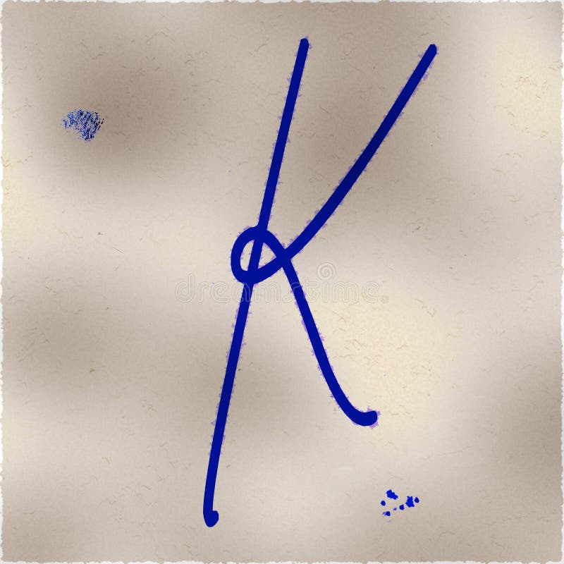 Monogram K blue ink stock illustration. Illustration of print - 238519385