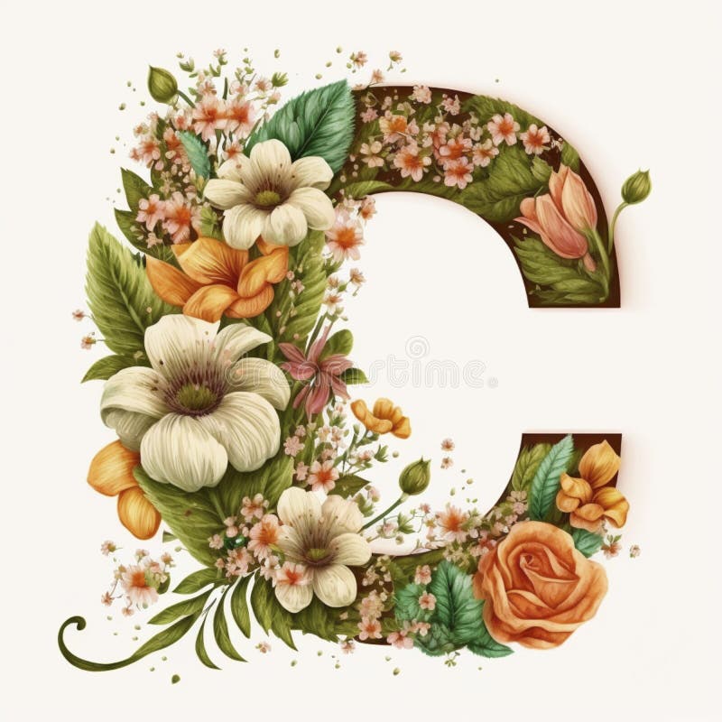 Monogram Letter C Made of Flowers Created with Generative Ai Technology ...