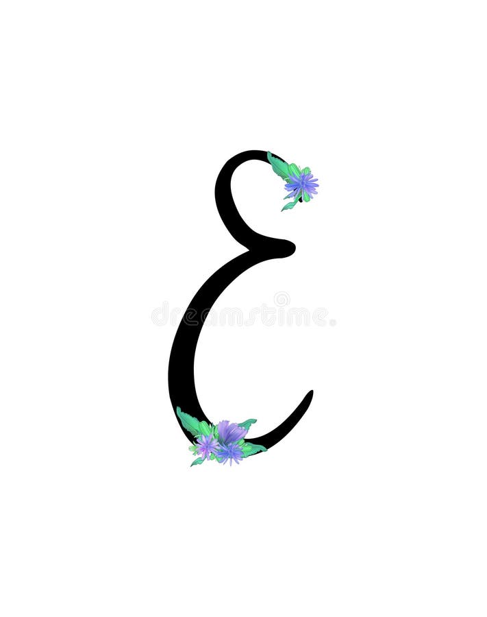 Monogram Letter E with Pretty Thistle Stock Vector - Illustration of ...