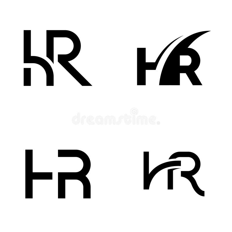 Monogram Letter HR Logo Design Template Isolated in White Background ...