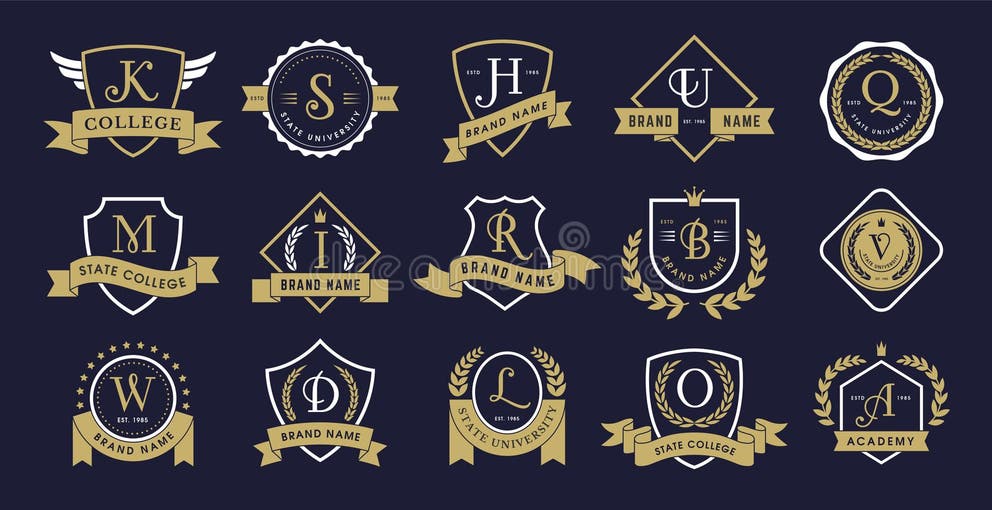 Monogram. Lettering Badges with Elegant Alphabets Letters Recent Vector ...