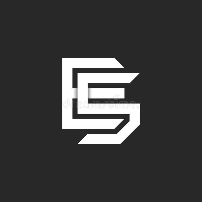 Monogram Letters SE or ES Initials Logo, Overlapping White Lines, Two ...