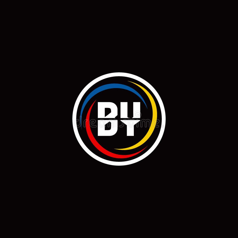 By Monogram Logo Isolated on Circle Shape with 3 Slash Colors Rounded ...