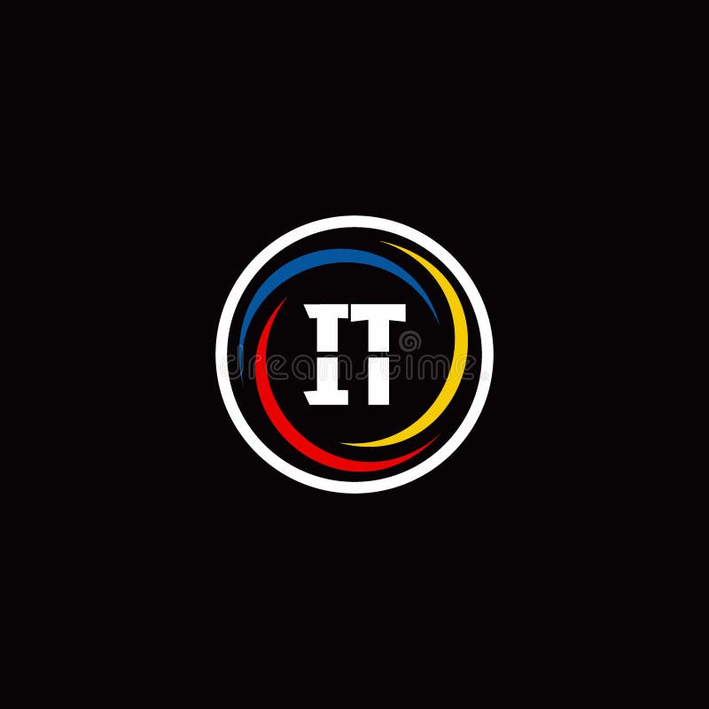 It Monogram Logo Isolated on Circle Shape with 3 Slash Colors Rounded ...