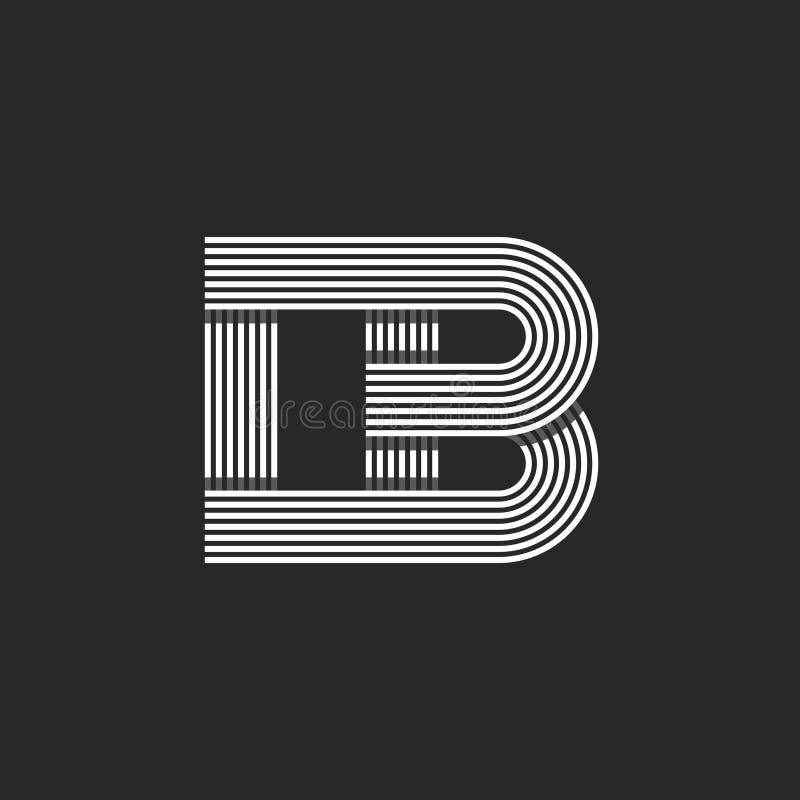 Monogram Logo Mockup: IB or BI Initials. Overlapping Parallel Lines ...