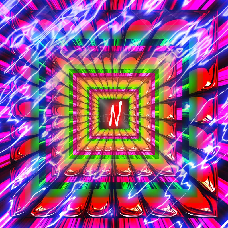 Monogram N electric storm stock illustration. Illustration of character ...