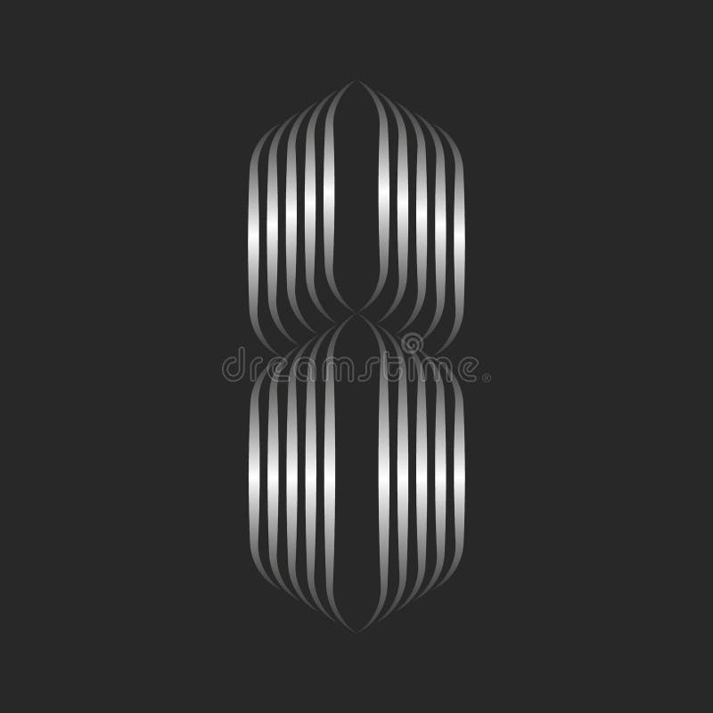 Monogram Number 8 Logo 3d Metallic Effect, Silver Stripes from Smooth ...