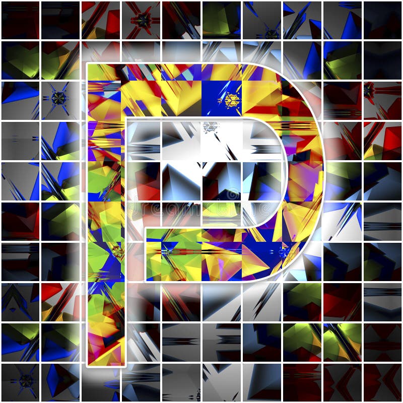Monogram P with Kaleidoscope Pattern Stock Illustration - Illustration ...