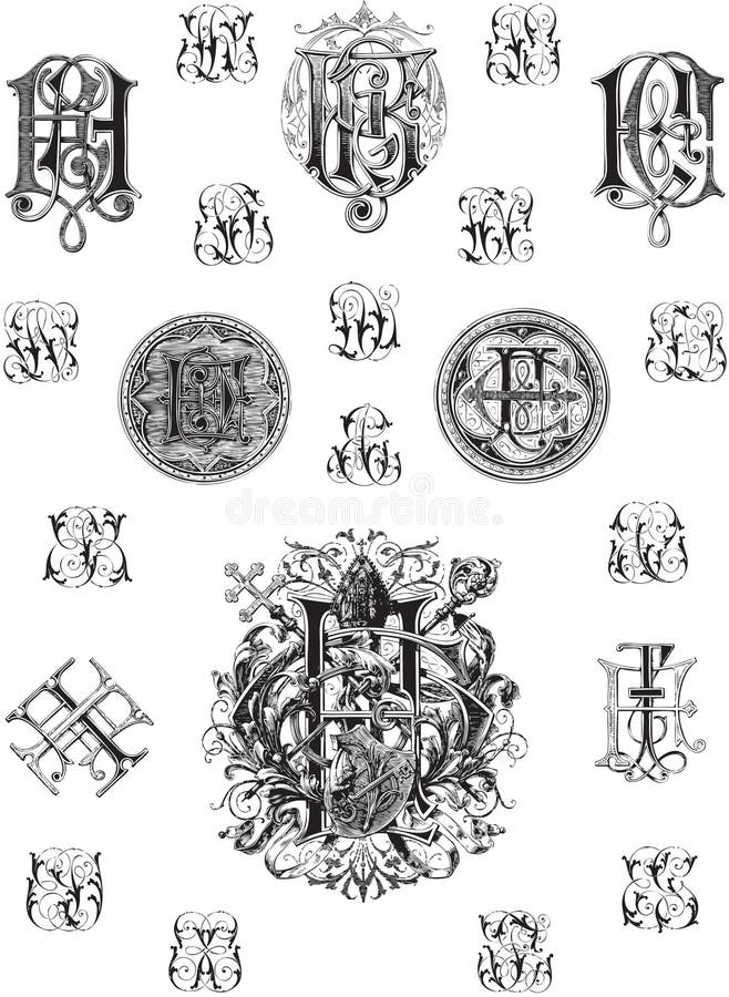 Monogram set three stock vector. Illustration of vector - 6675535