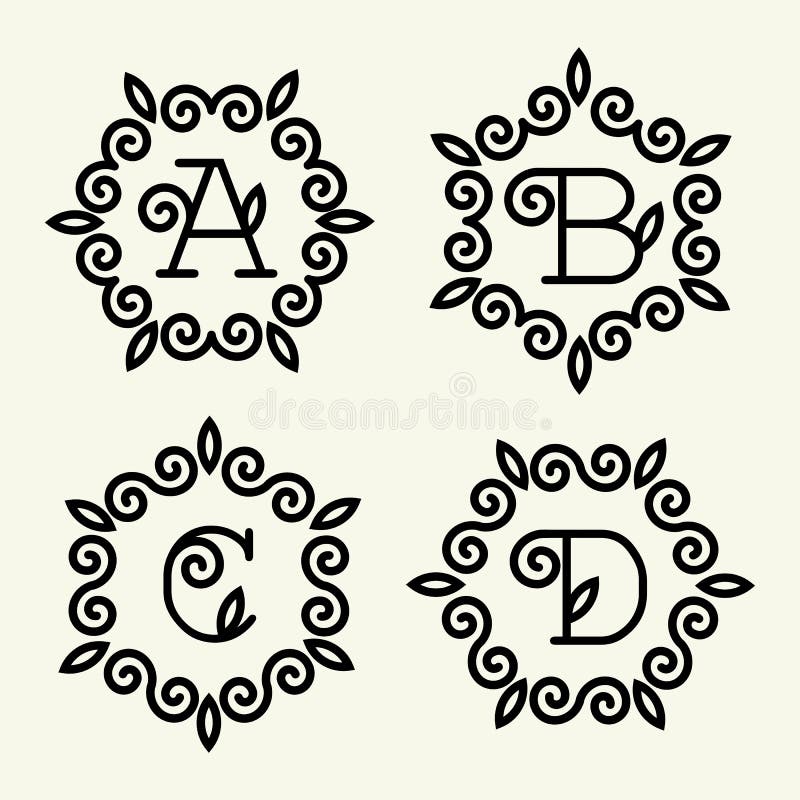 Monogram Style Linear with the Letters a, B, C, D Stock Vector ...