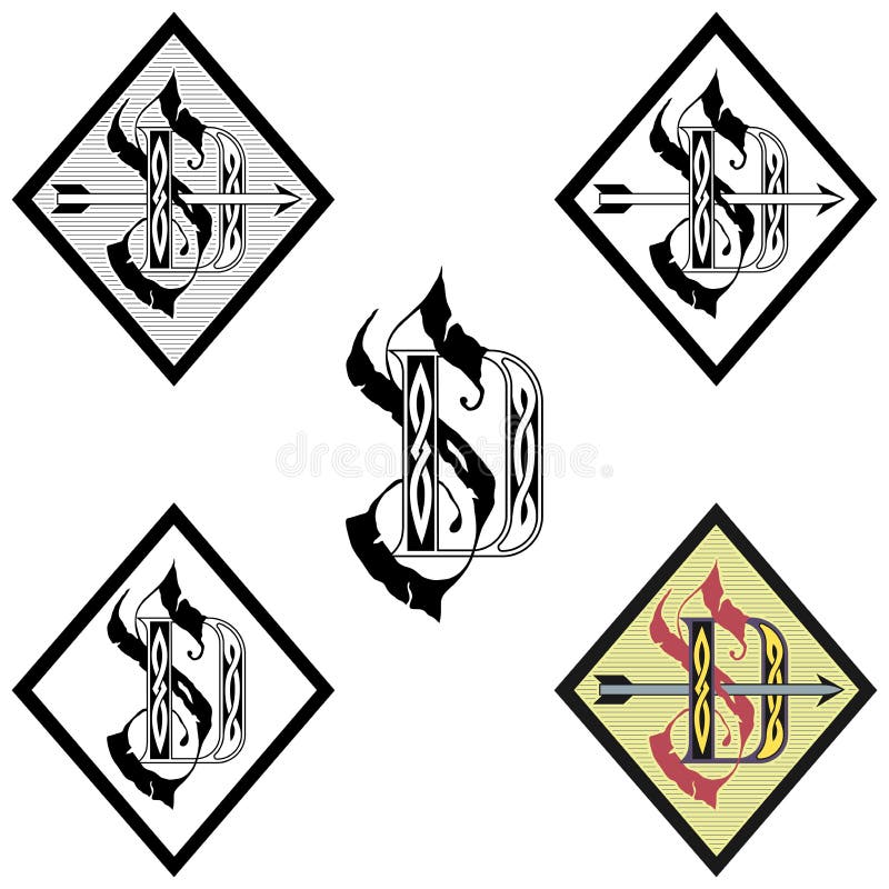 Monogram of Two Intertwined Letters in Different Styles. Stock Vector ...