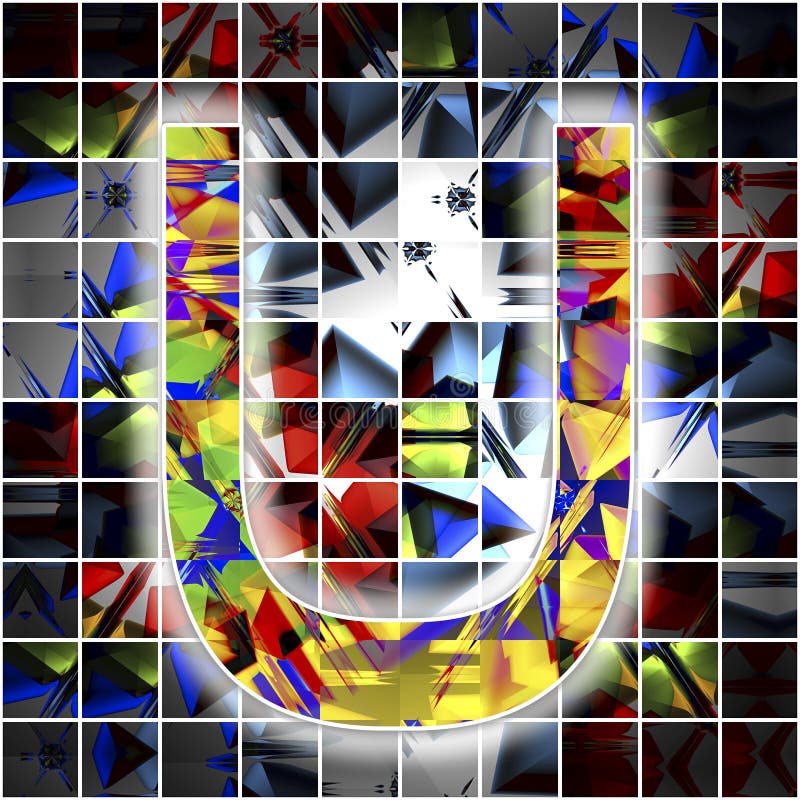 Monogram U with Kaleidoscope Pattern Stock Illustration - Illustration ...