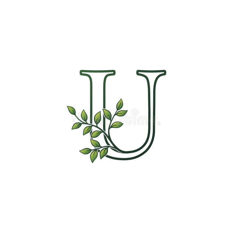 Monogram U Letter Logo Concept Green Nature Green Leaf Vector Design ...