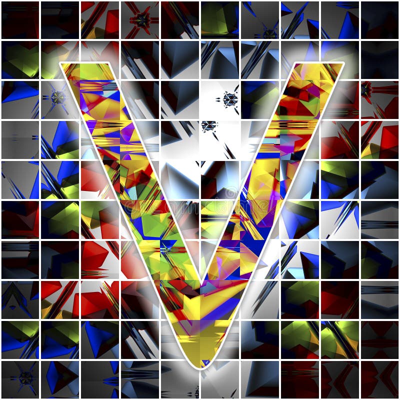 Monogram V with Kaleidoscope Pattern Stock Illustration - Illustration ...