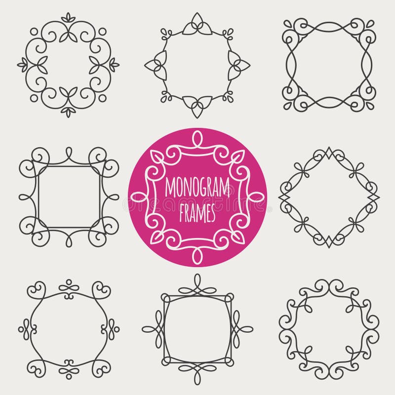 Monogram frames set stock vector. Illustration of elegant - 53030118