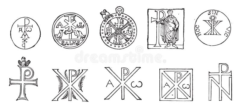 Monograms of Christ, Vintage Engraving Stock Vector - Illustration of ...