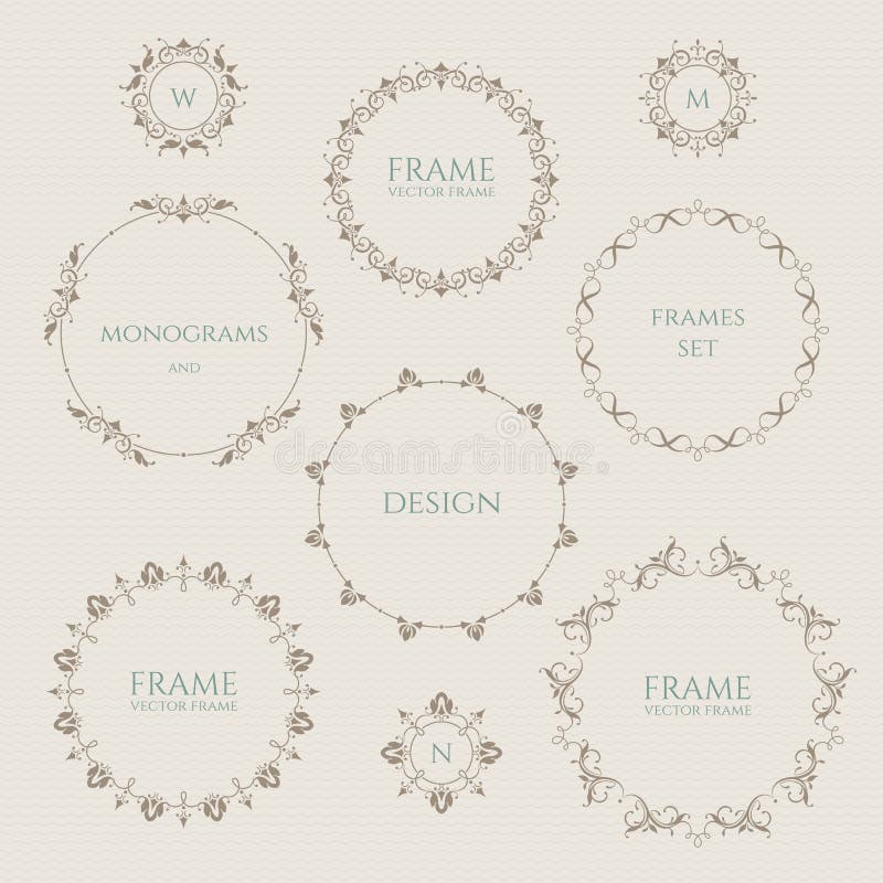 Round Monograms and Frames Collection. Stock Vector - Illustration of ...