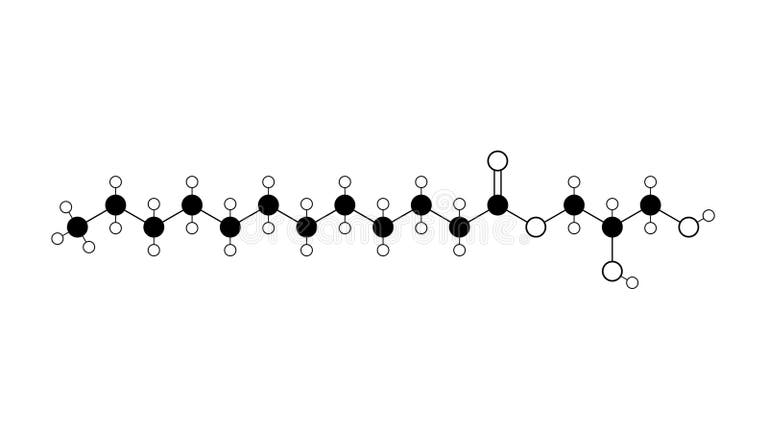 Monolaurin Molecule, Structural Chemical Formula, Ball-and-stick Model ...
