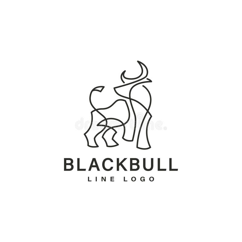 Monoline Art Logo Design with Black Bull Vector Illustration 2 Stock ...
