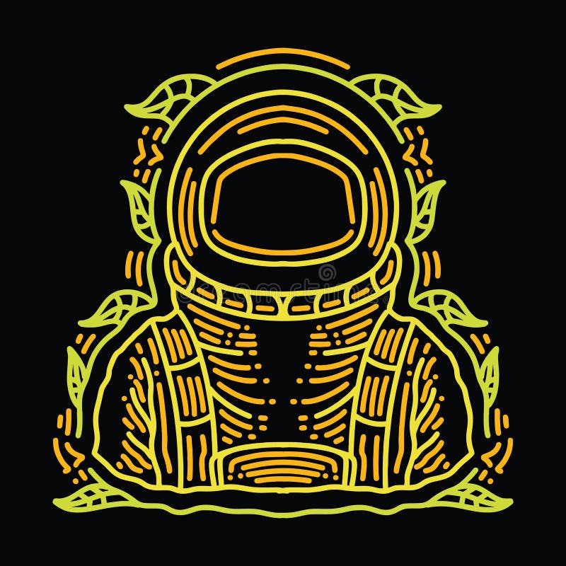 Monoline Astronaut Vector Illustration Emblem Symbol and Icon Stock ...