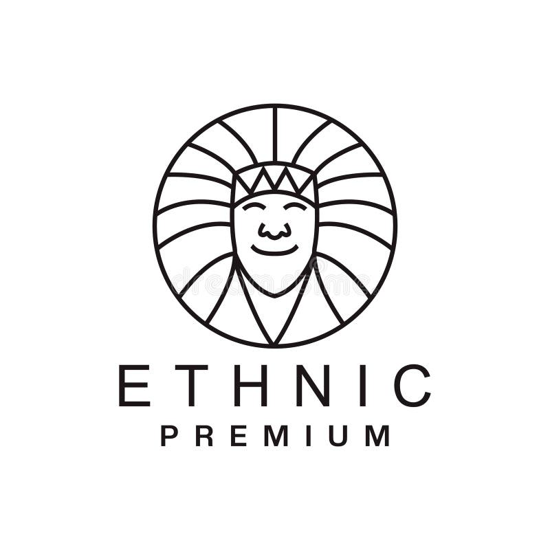 Monoline Ethnic Logo Design Vector Illustration Indian Native Symbol ...