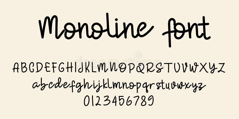 Monoline Script Font Alphabet Vector Illustration Isolated Background ...