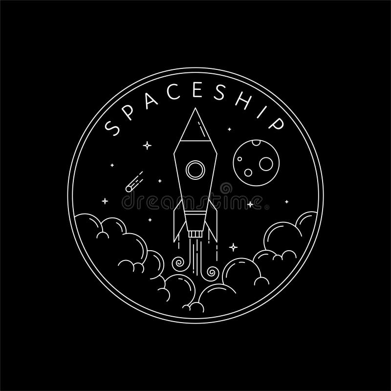 Monoline space rocket logo stock vector. Illustration of logo - 239058888