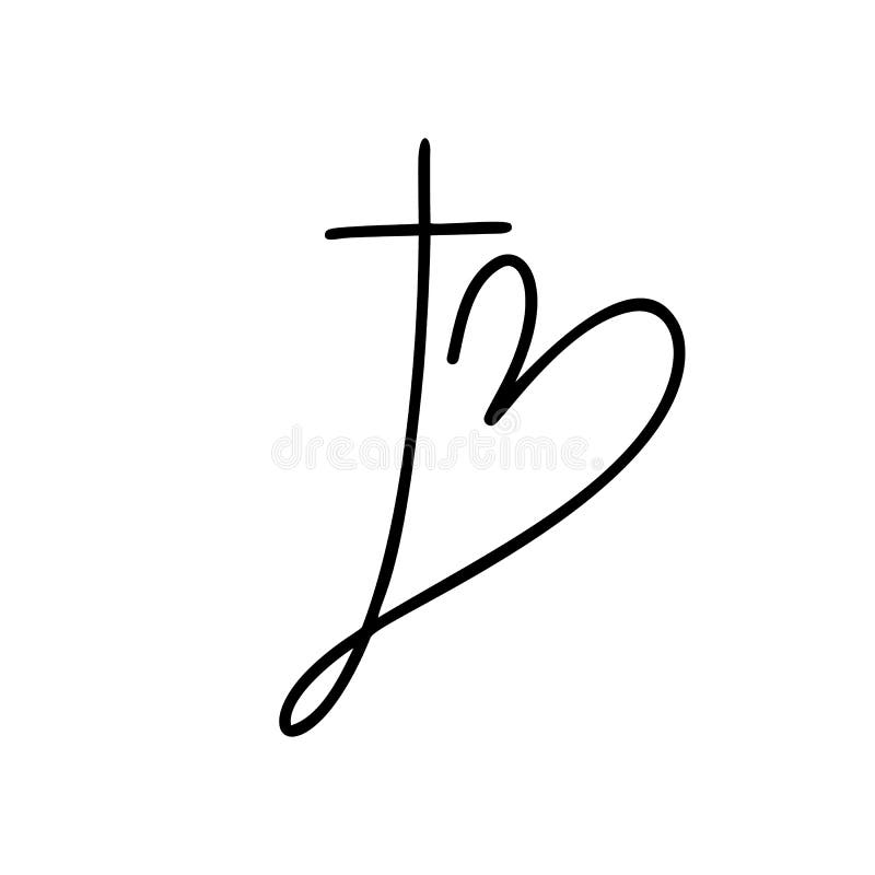Logo Vector Christian Heart with Cross Na Białym Tle Symbol ... Logo Vector Christian Heart with Cross Na Białym Tle Symbol ...