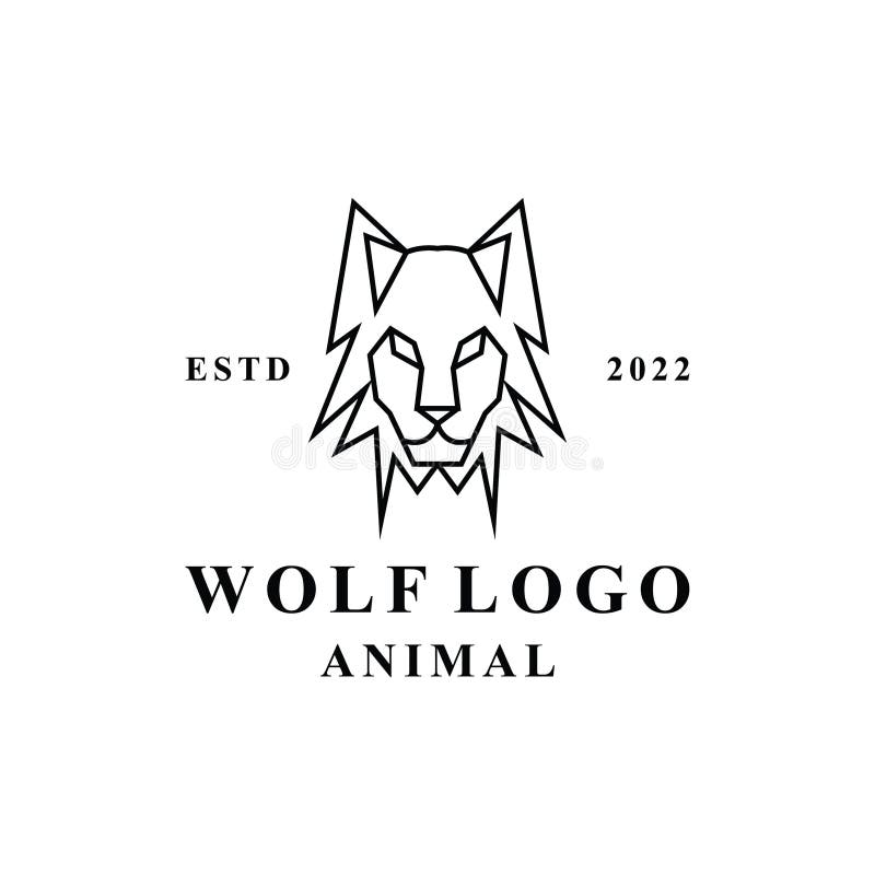 Monoline Wolf Head Logo Vector Design Graphic Emblem Stock Vector ...