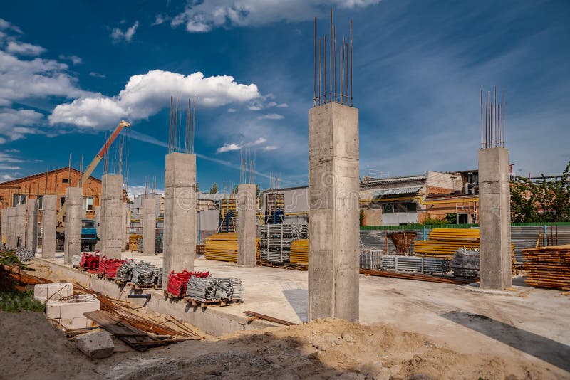 Monolithic Columns from Formwork Stock Image - Image of industrial ...