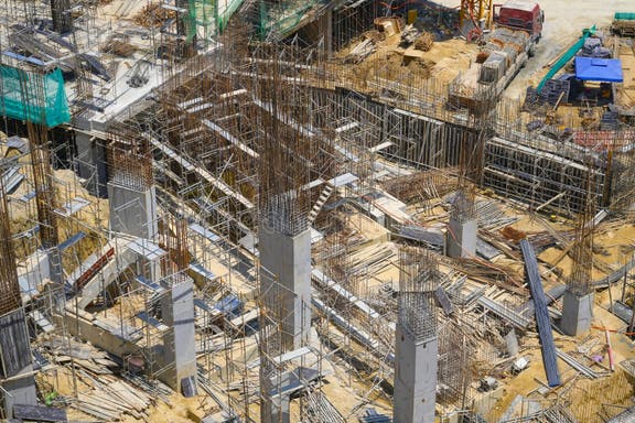 Monolithic Foundation with Metal Reinforcement. Forms Vertical Formwork Structures for the ...