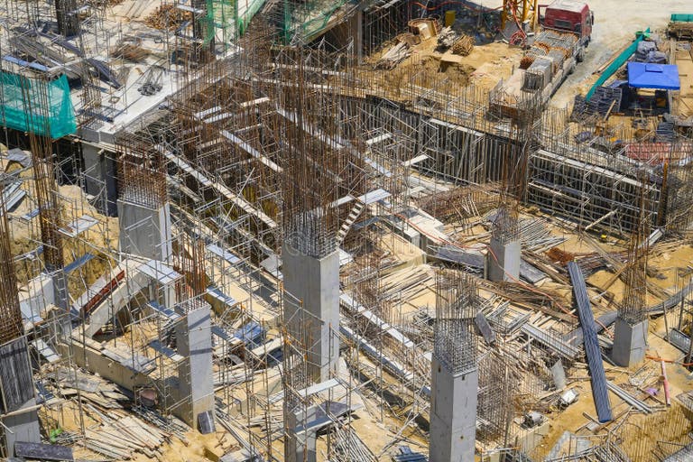 Monolithic Foundation with Metal Reinforcement. Forms Vertical Formwork ...