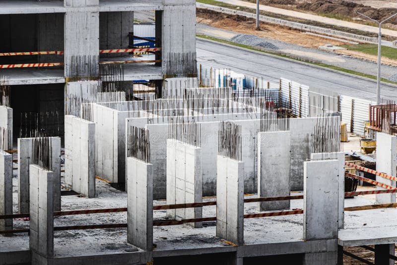 Monolithic Frame Construction of the Building. Solid Walls of Concrete ...