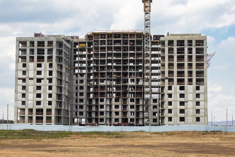Monolithic Frame Construction of the Building. Solid Walls of Concrete ...