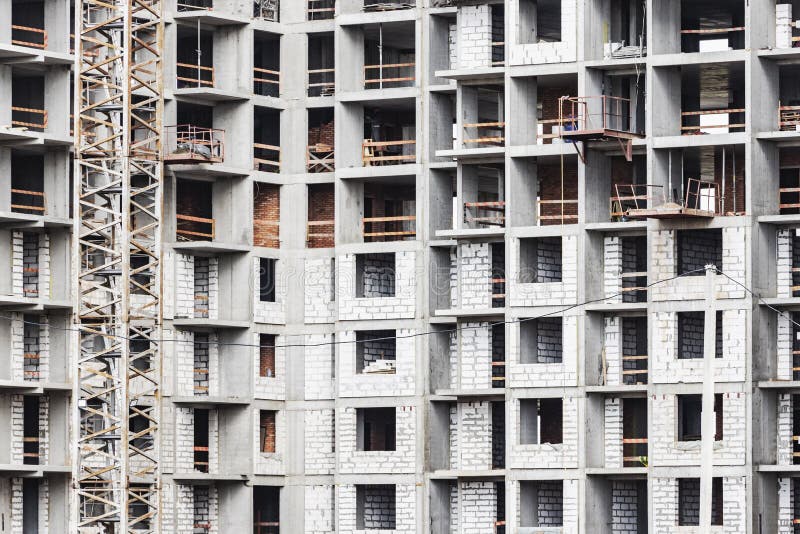 Monolithic Frame Construction of the Building. Solid Walls of Concrete ...