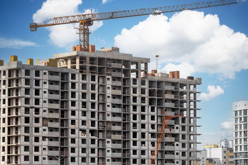 Monolithic Frame Construction of the Building. Solid Walls of Concrete ...
