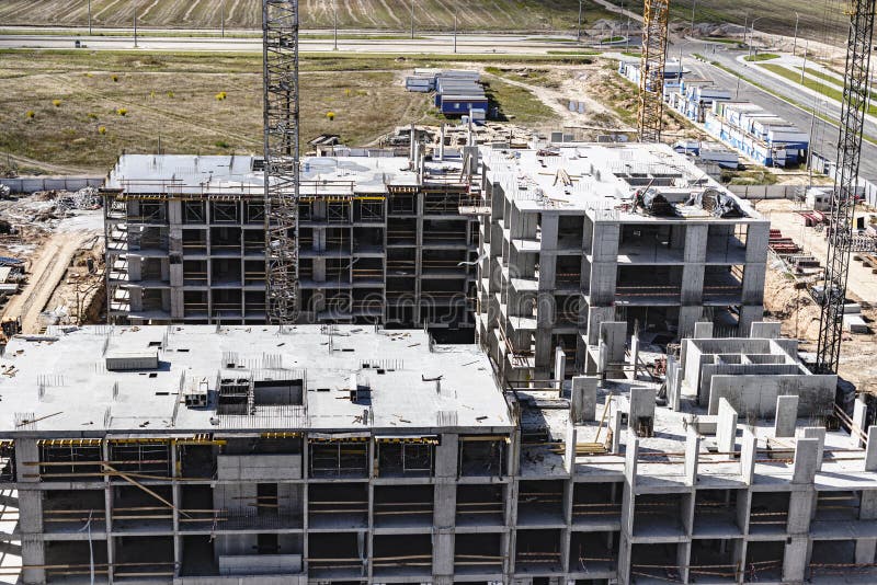 Monolithic Frame Construction of the Building. Solid Walls of Concrete ...