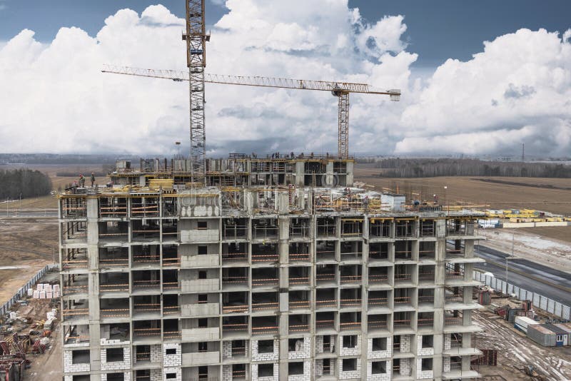 Monolithic Frame Construction of the Building. Solid Walls of Concrete ...