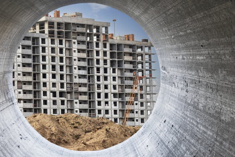 Monolithic Frame Construction of the Building. Solid Walls of Concrete ...