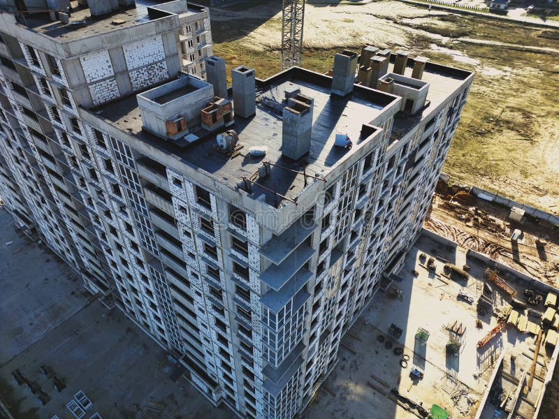 Monolithic Frame Construction of the Building. Solid Walls of Concrete ...