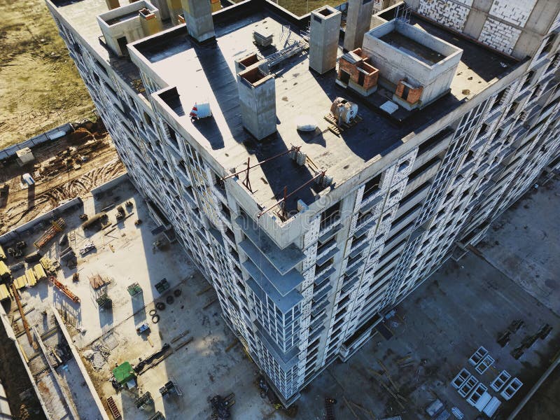 Monolithic Frame Construction of the Building. Solid Walls of Concrete ...