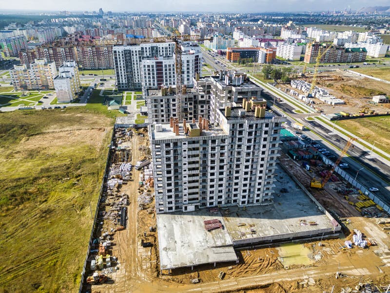 Monolithic Frame Construction of the Building. Solid Walls of Concrete ...